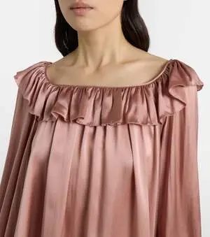 Chloé Ruffled Silk Satin Minidress