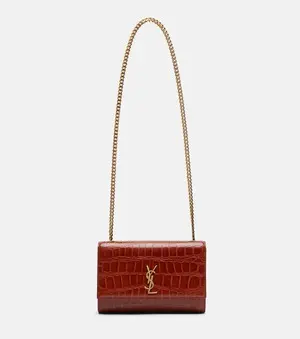 Saint Laurent Kate Small Croc-effect Leather Shoulder Bag