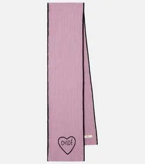 Chloé Encœur Wool And Cashmere Scarf - Pink