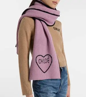 Chloé Encœur Wool And Cashmere Scarf