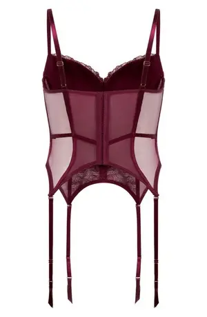 Hunkemoller Hollie Embroidered Underwire Bustier With Garter Straps - Fig