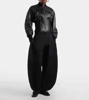 Alaïa Barrel Leg Virgin Wool Pants