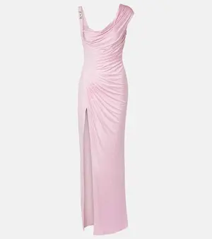Versace Draped One-shoulder Ruched Gown - Pink