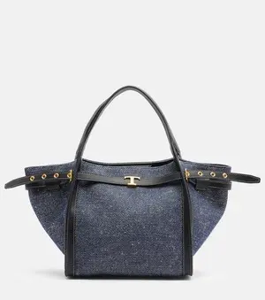TOD'S Small Leather-trimmed Denim Tote Bag
