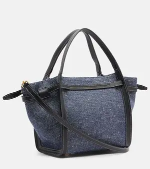 TOD'S Small Leather-trimmed Denim Tote Bag