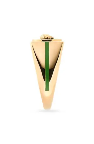 Versace Enamel Medusa Signet Ring - Versace Gold Green Grass