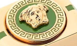 Versace Enamel Medusa Signet Ring - Versace Gold Green Grass