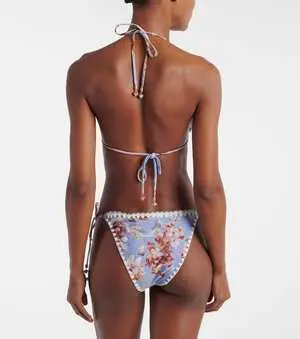 Zimmermann Awaken Floral Crochet Bikini Top - Blue