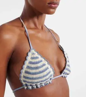 Zimmermann Awaken Floral Crochet Bikini Top - Blue