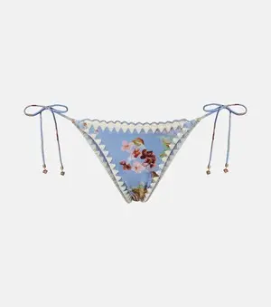Zimmermann Awaken Floral Bikini Bottoms - Blue