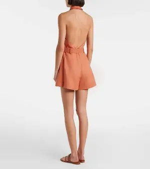 Zimmermann Awaken Belted Linen Romper - Brown