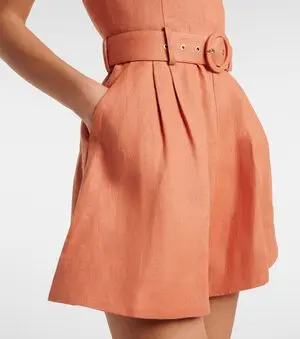 Zimmermann Awaken Belted Linen Romper - Brown
