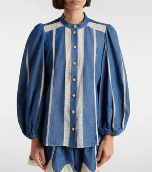 Zimmermann Awaken Lace-trimmed Denim Shirt - Blue
