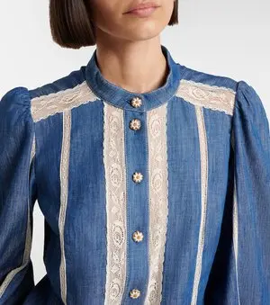 Zimmermann Awaken Lace-trimmed Denim Shirt - Blue