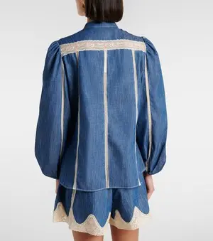 Zimmermann Awaken Lace-trimmed Denim Shirt - Blue