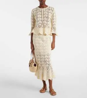 Zimmermann Crochet Cotton Midi Skirt - White