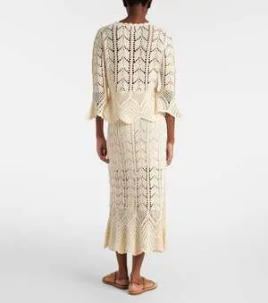 Zimmermann Crochet Cotton Midi Skirt - White