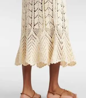 Zimmermann Crochet Cotton Midi Skirt - White