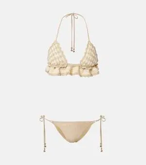 Zimmermann Wanderlust Crochet And Lamé Bikini - White