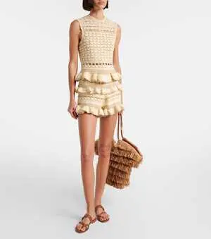 Zimmermann Wanderlust Crochet Tiered Shorts