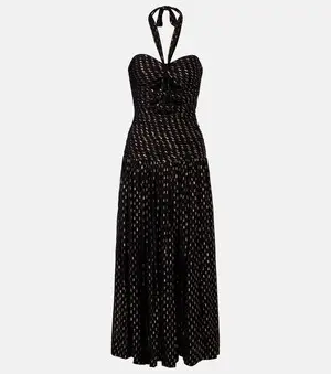 Zimmermann Daylight Halterneck Lamé Midi Dress - Black