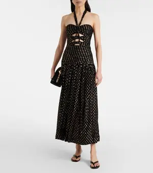 Zimmermann Daylight Halterneck Lamé Midi Dress