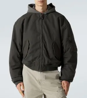 Balenciaga Cotton-blend Hooded Bomber Jacket - Grey