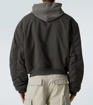 Balenciaga Cotton-blend Hooded Bomber Jacket - Grey