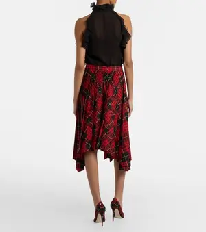 Alexander McQueen Tartan Pleated Midi Skirt - Red