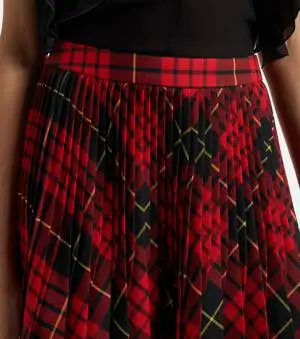 Alexander McQueen Tartan Pleated Midi Skirt - Red