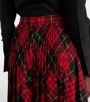 Alexander McQueen Tartan Pleated Midi Skirt - Red