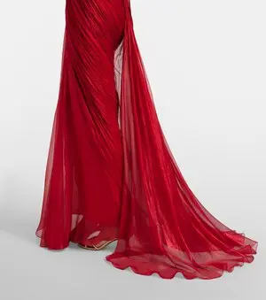 MARIA LUCIA HOHAN Cecilia Draped Silk Gown - Red