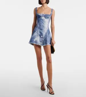 Roberto Cavalli Faded Denim Mini Dress