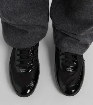 Prada Re-nylon And Leather Sneakers - Black