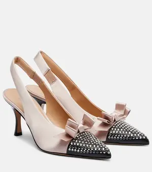 Chloé Alba Studded Satin Pumps - Pink