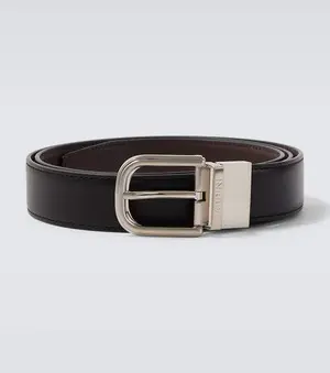 LARDINI Leather Logo Belt - Black