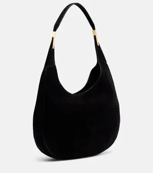 Savette Florence Large Suede Shoulder Bag - Black