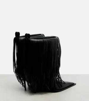 Balenciaga Avenue Fringe Leather Ankle Boots