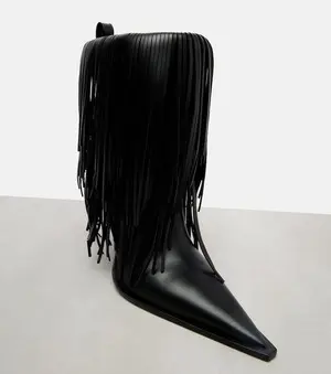 Balenciaga Avenue Fringe Leather Ankle Boots