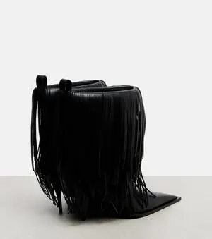 Balenciaga Avenue Fringe Leather Ankle Boots