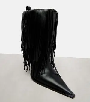 Balenciaga Avenue Fringe Leather Ankle Boots