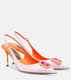 Dolce & Gabbana Embellished Slingback Pumps - Pink