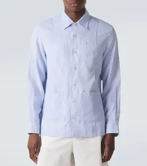 Brunello Cucinelli Linen And Cotton-blend Shirt - Blue