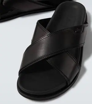 Brioni Criss-cross Leather Slides