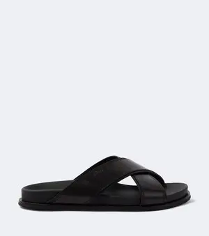 Brioni Criss-cross Leather Slides