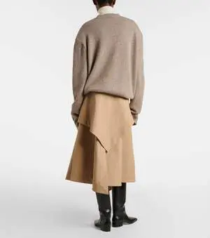 RÓHE Asymmetric Cotton Canvas Midi Skirt - Beige