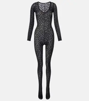 Wolford Sweet Dots Polka-dot Sheer Catsuit - Black