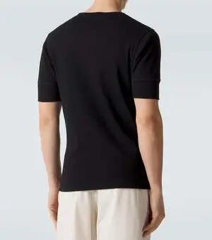 LEMAIRE Cotton And Linen Henley Shirt - Black