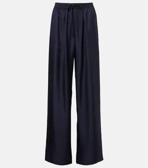 Women's Navy Silk Pants
