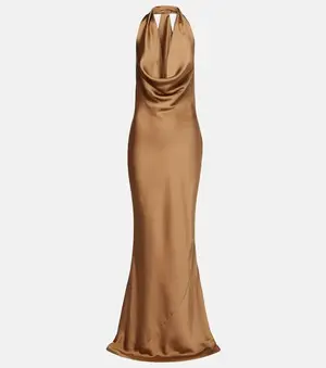 Women's Satin Halterneck Gown